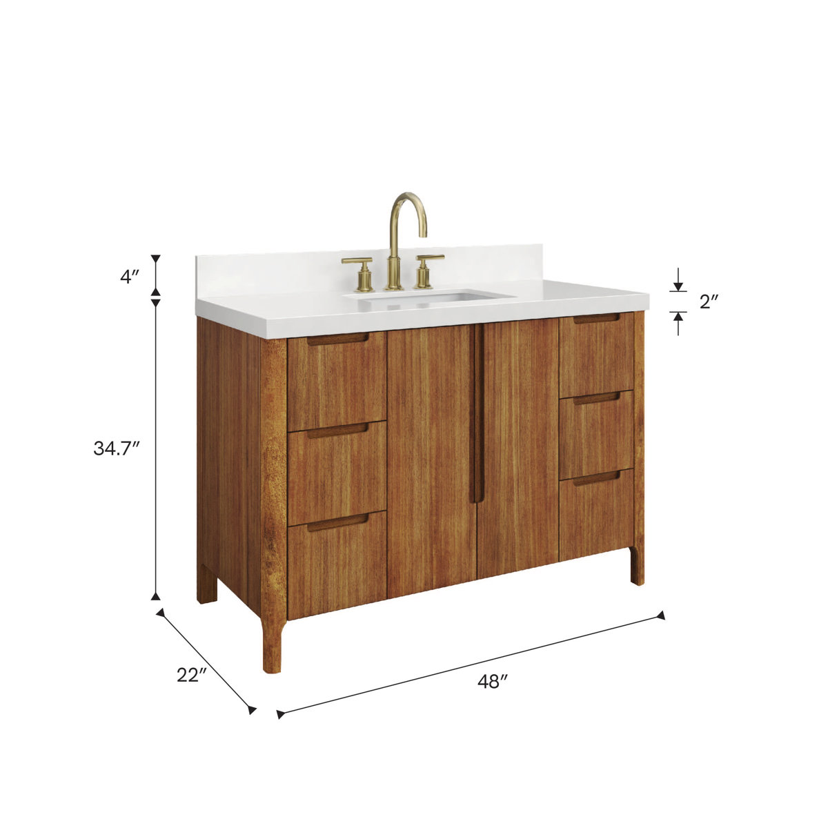 Hokku Designs Trayshawn 48 In. Single Sink Whitebrook Quartz Countertop ...
