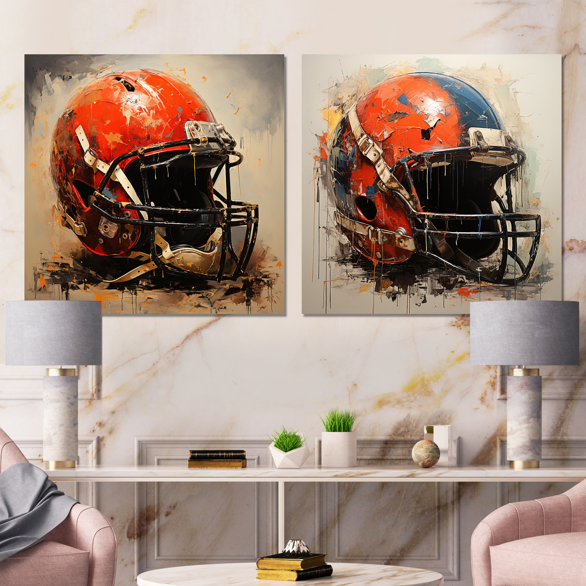 Winston Porter Minimalist Red Football Helmet I - Sport Football Wall ...