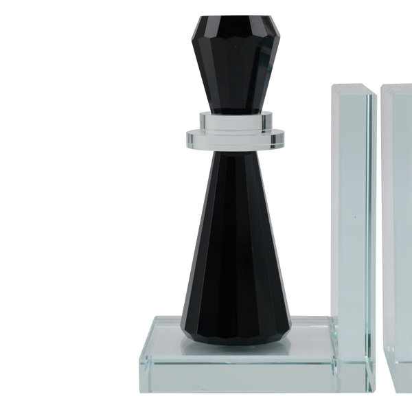 Sagebrook Home 7" Raina Crystal Chess Piece Bookends, 2-Pieces | Perigold