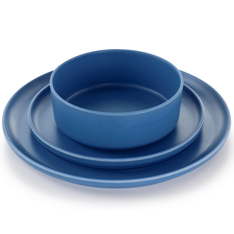 Gibson Home Canyon Crest 12 Piece Round Melamine Dinnerware Set In Blue ...