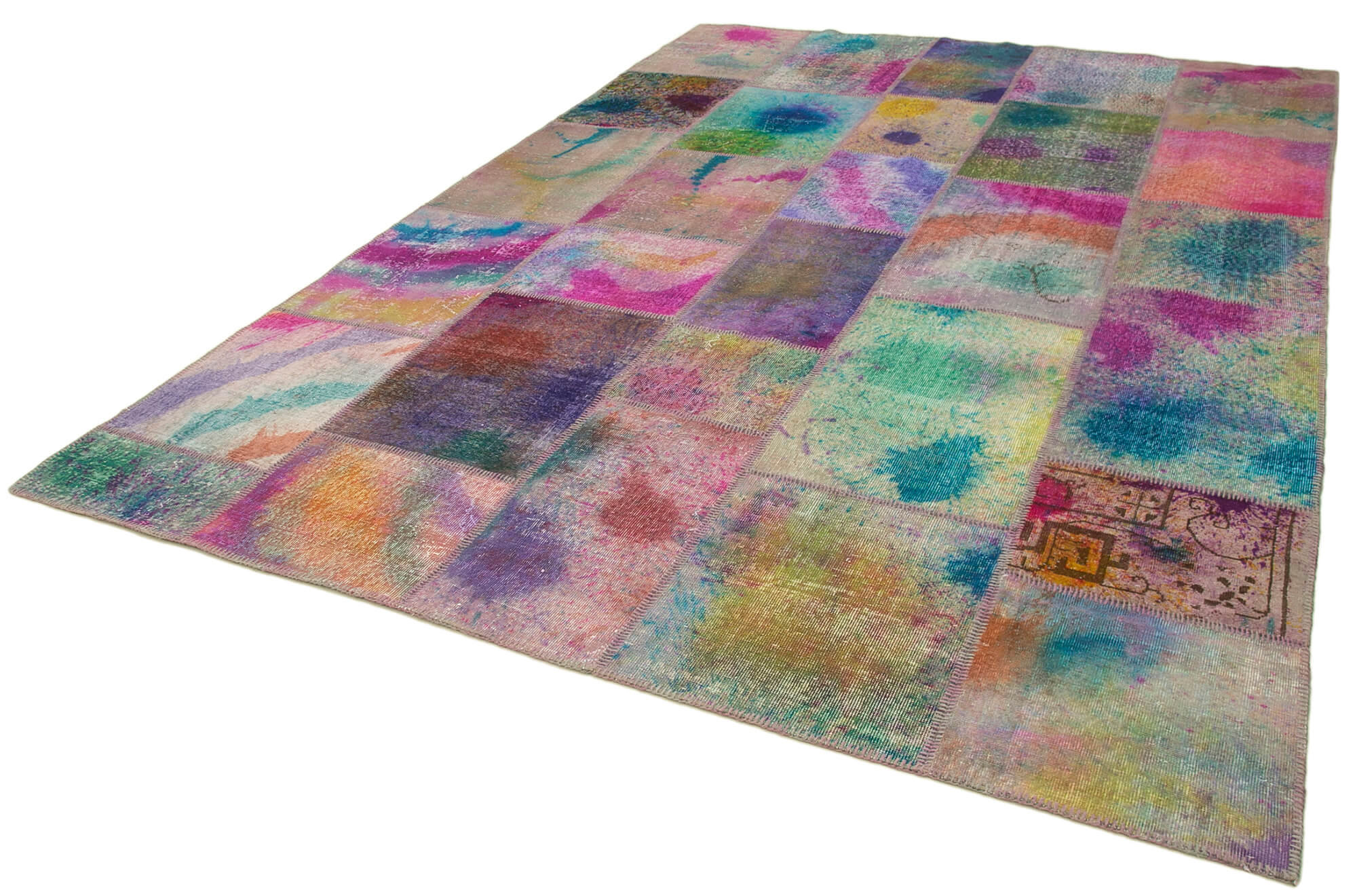 Aegean House Pink Patchwork Wool Handmade Area Rug | Wayfair