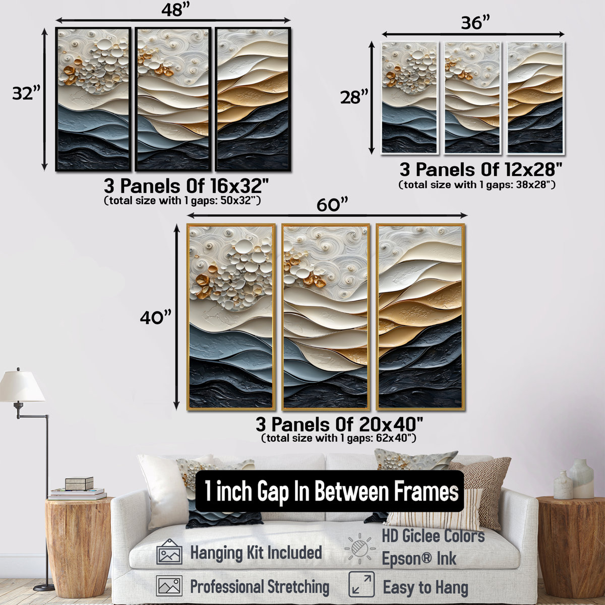 Ivy Bronx Grey Maori Blue And White Waves - Coastal Waves Wall Art ...