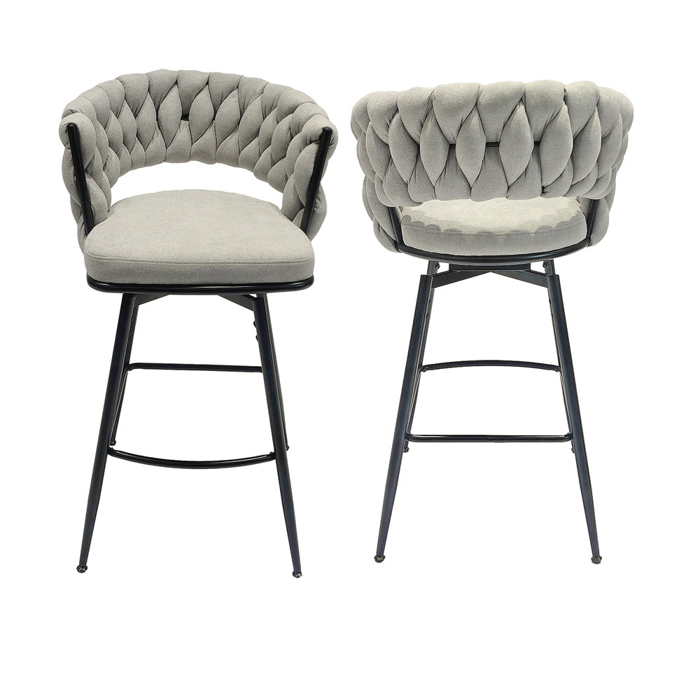 Corrigan Studio® 28" Bar Chair Linen Woven Bar Stool Set Of 2,Legs ...