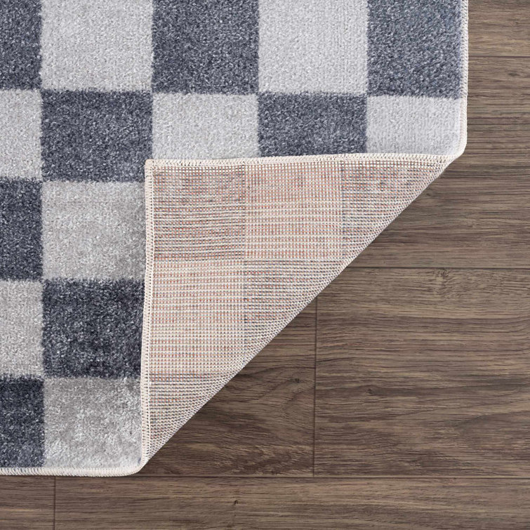Ebern Designs Brunetti Checkered Machine Woven Polyester Area Rug in ...