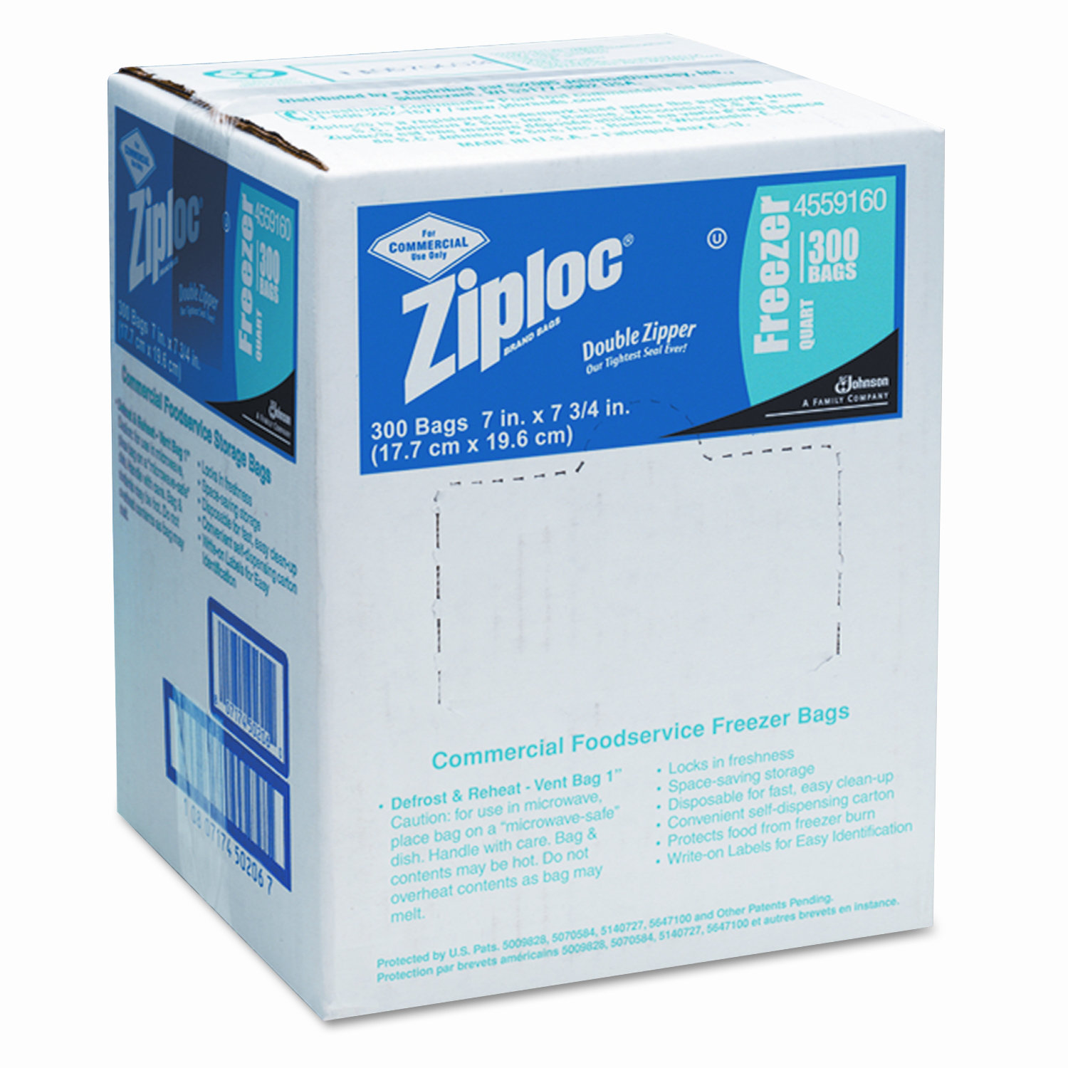 DRACKETT PROFESSIONAL Ziploc Double Zipper Freezer Bags, 1qt, 2.7ml, 7 ...