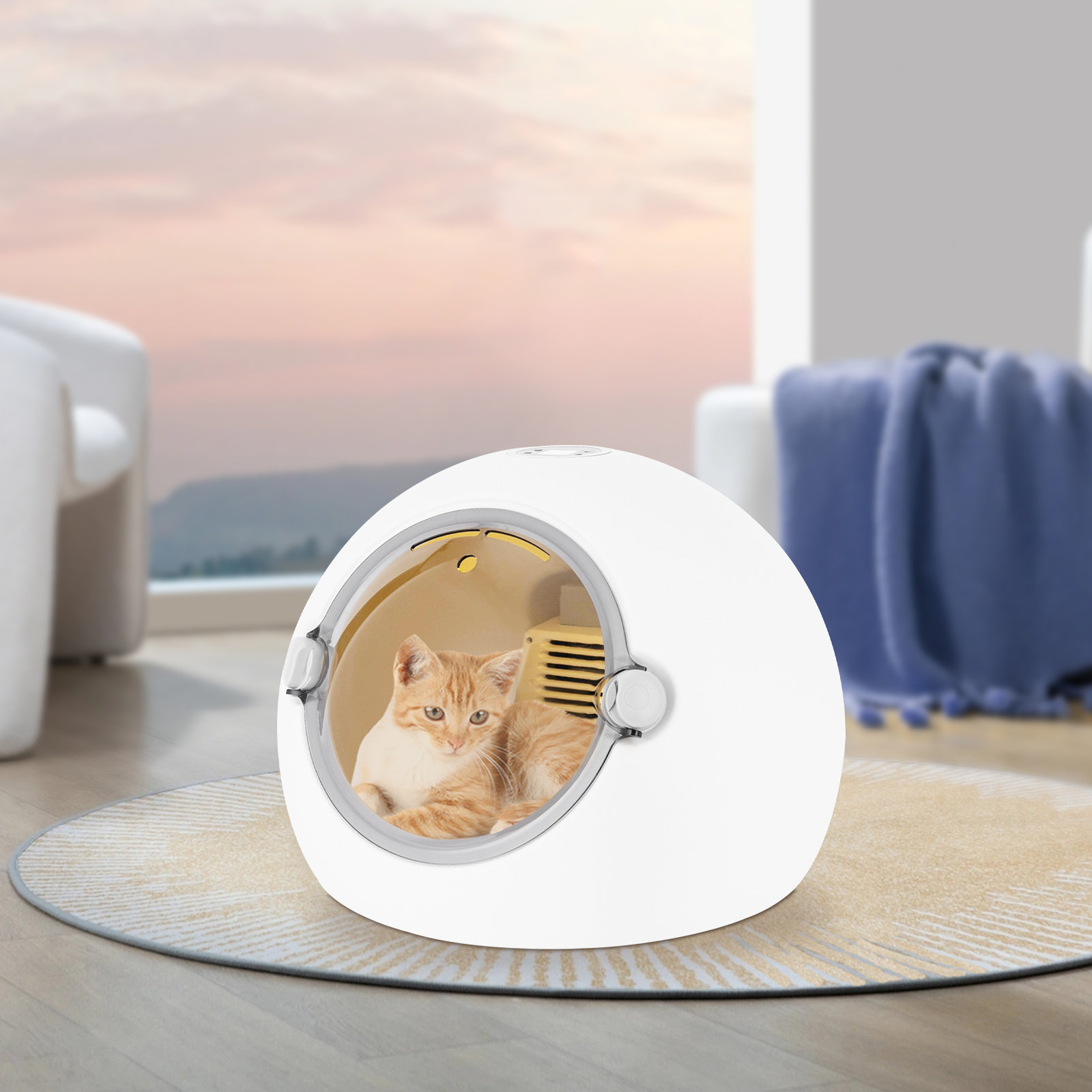 OUKANING 600W Portable Round Pet Dryer Machine Adjustable Temperature ...