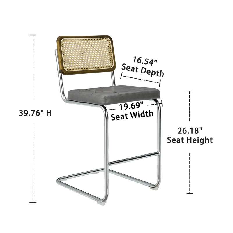 Orren Ellis Kirstee PU Leather Upholstered Cane Back Counter & Bar ...