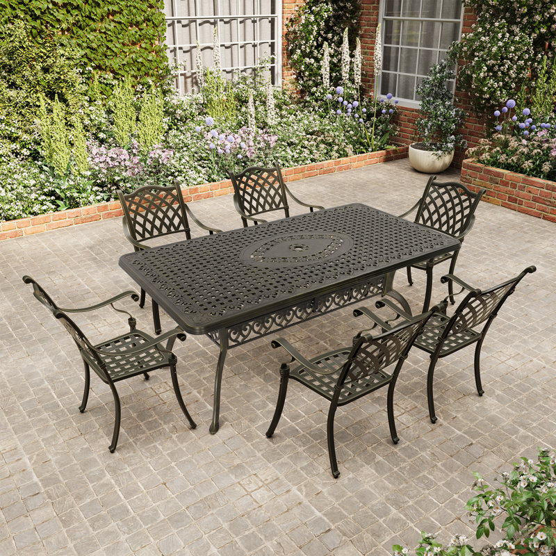 Canora Grey Ribal 6 - Person Rectangular Cast Aluminum Dining Set | Wayfair