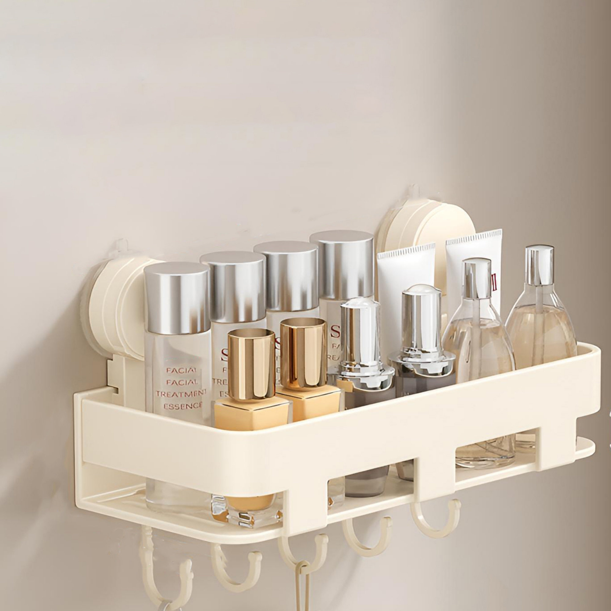 Orren Ellis Strong Suction Cup Storage Rack, Draining Bathroom Storage ...