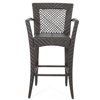 Highland Dunes Gonvick Wicker Outdoor 30'' Bar Stool & Reviews | Wayfair