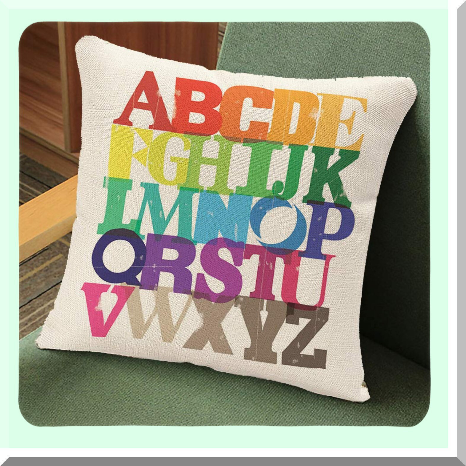 BRBCA Colorful Rainbow Alphabet Square Pillowcase - English Letter ...