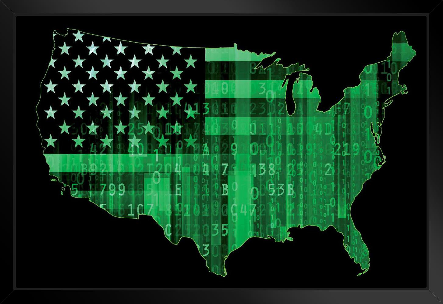 Latitude Run® Cyber Security USA Map Digital Map With Cities In Detail ...
