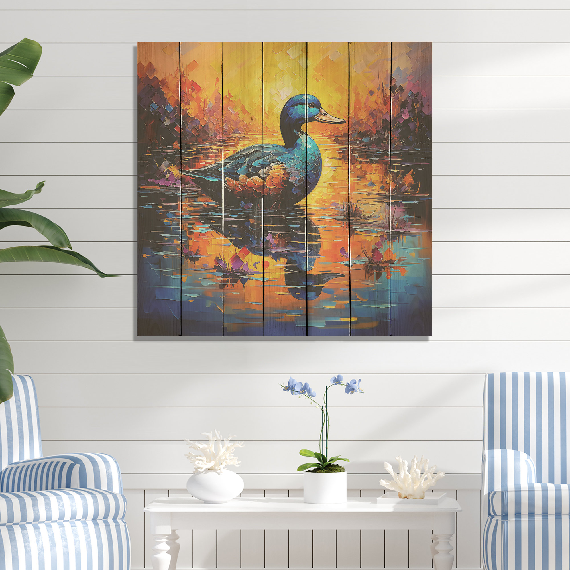 August Grove® Duck Morning Quack Lake I - Duck Animal On Wood Print ...