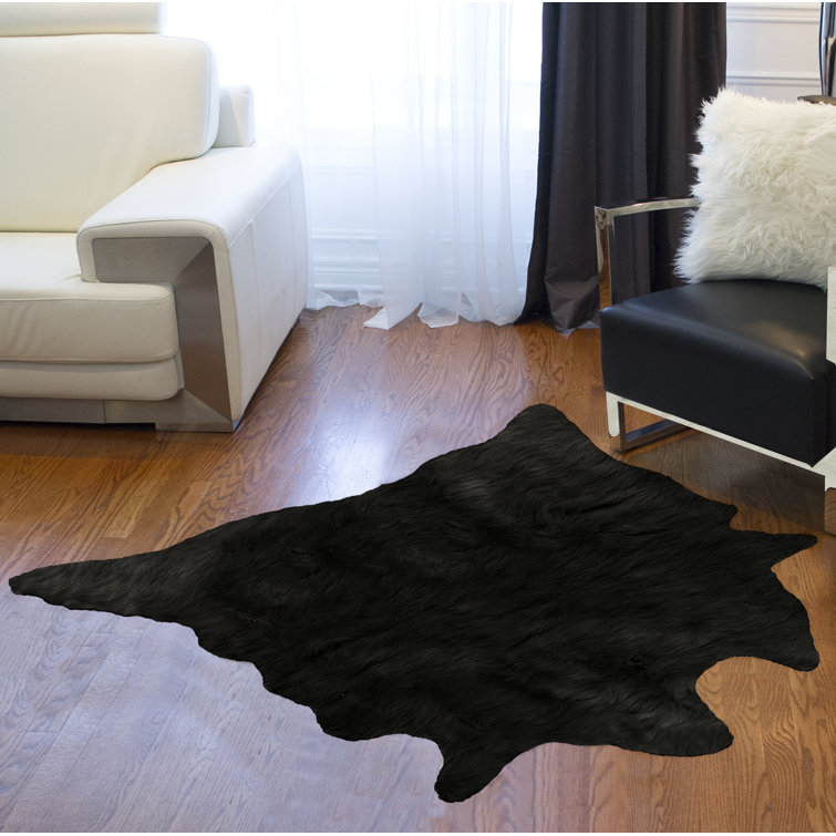 Mercer41 Novelty 4.25'x5' Acrylic Area Rug in Black & Reviews | Wayfair