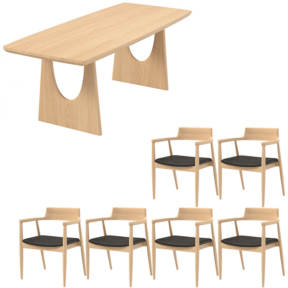 Waagy Japanese style solid wood dining table set | Wayfair