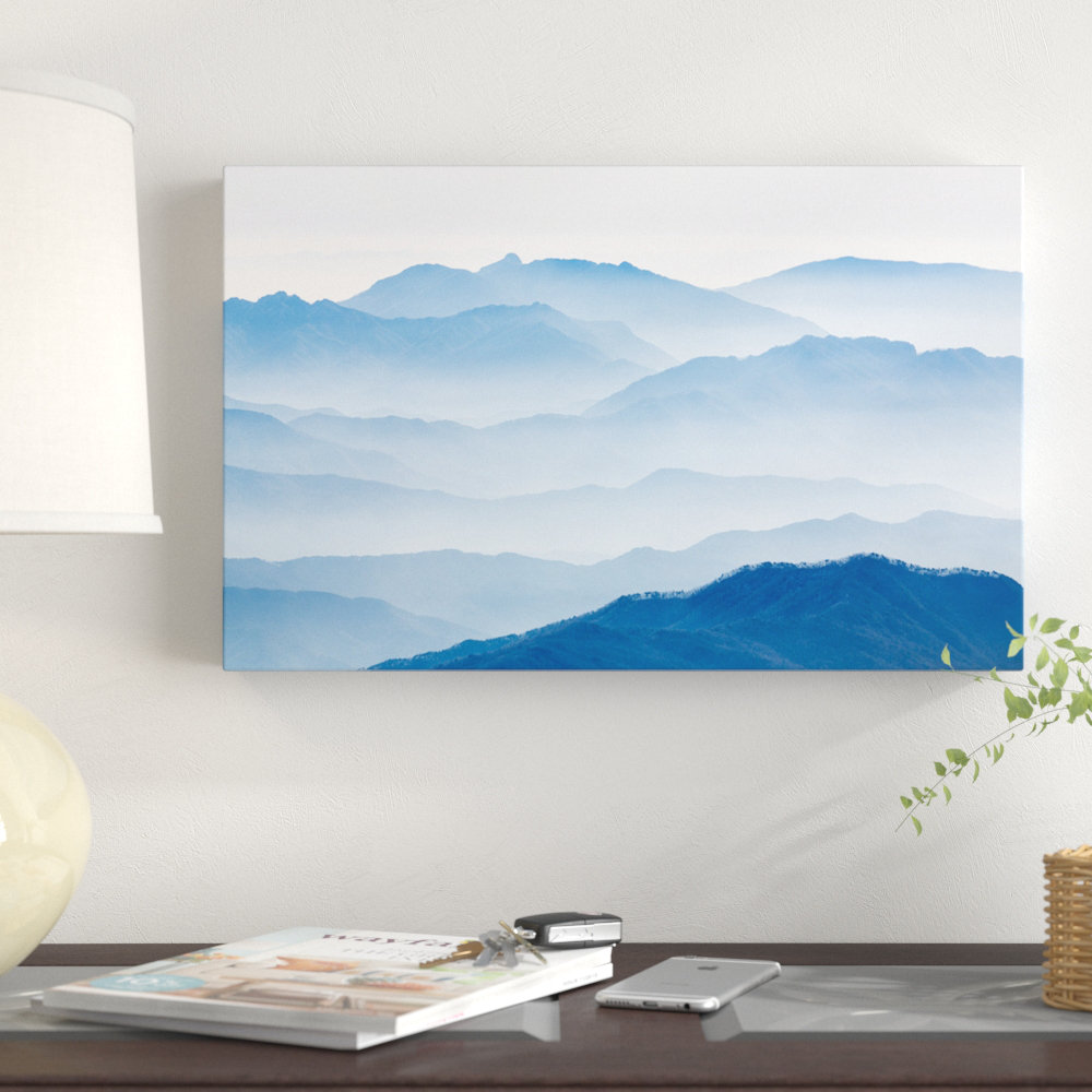 East Urban Home 'Misty Blue Mountains' Photographic Print on Wrapped ...