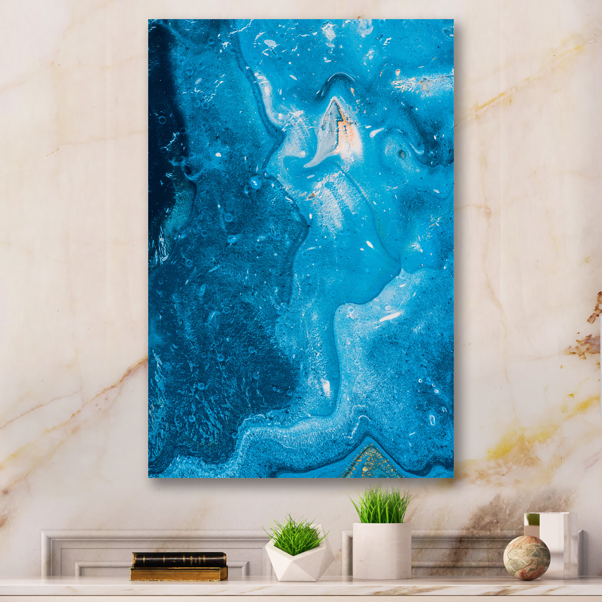 Wrought Studio™ Shades of Blue Abstract Brushes IV - Picture Frame ...