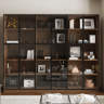 Orren Ellis Combination Bookcase With Glass Doors And Led Lights ...