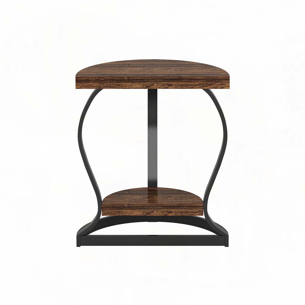17 Stories 23.6” Half-Round End Table, 2-Tier Semi Circle Side Table ...