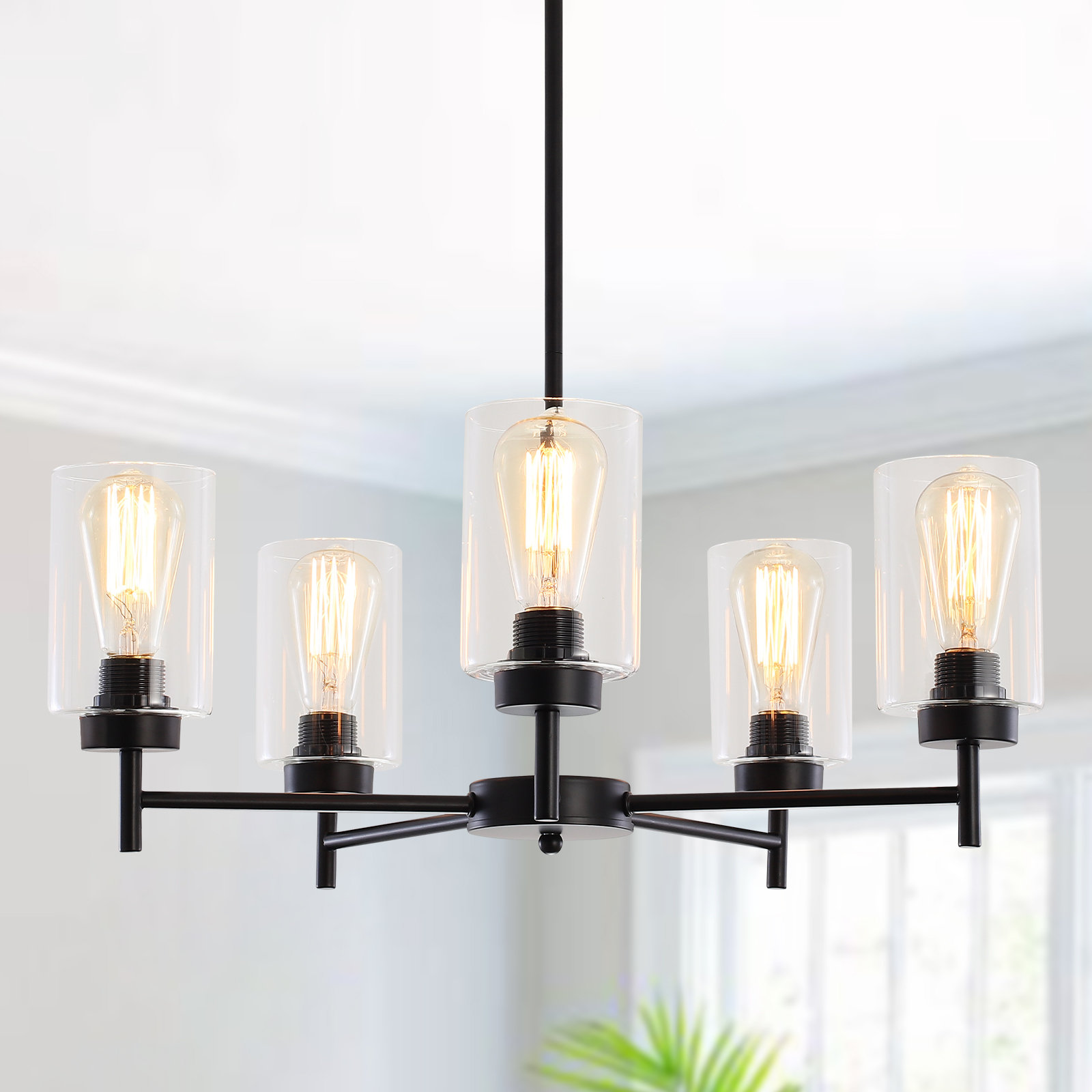 Latitude Run® Gold Chandelier 5-lights Farmhouse Pendant Lights With ...