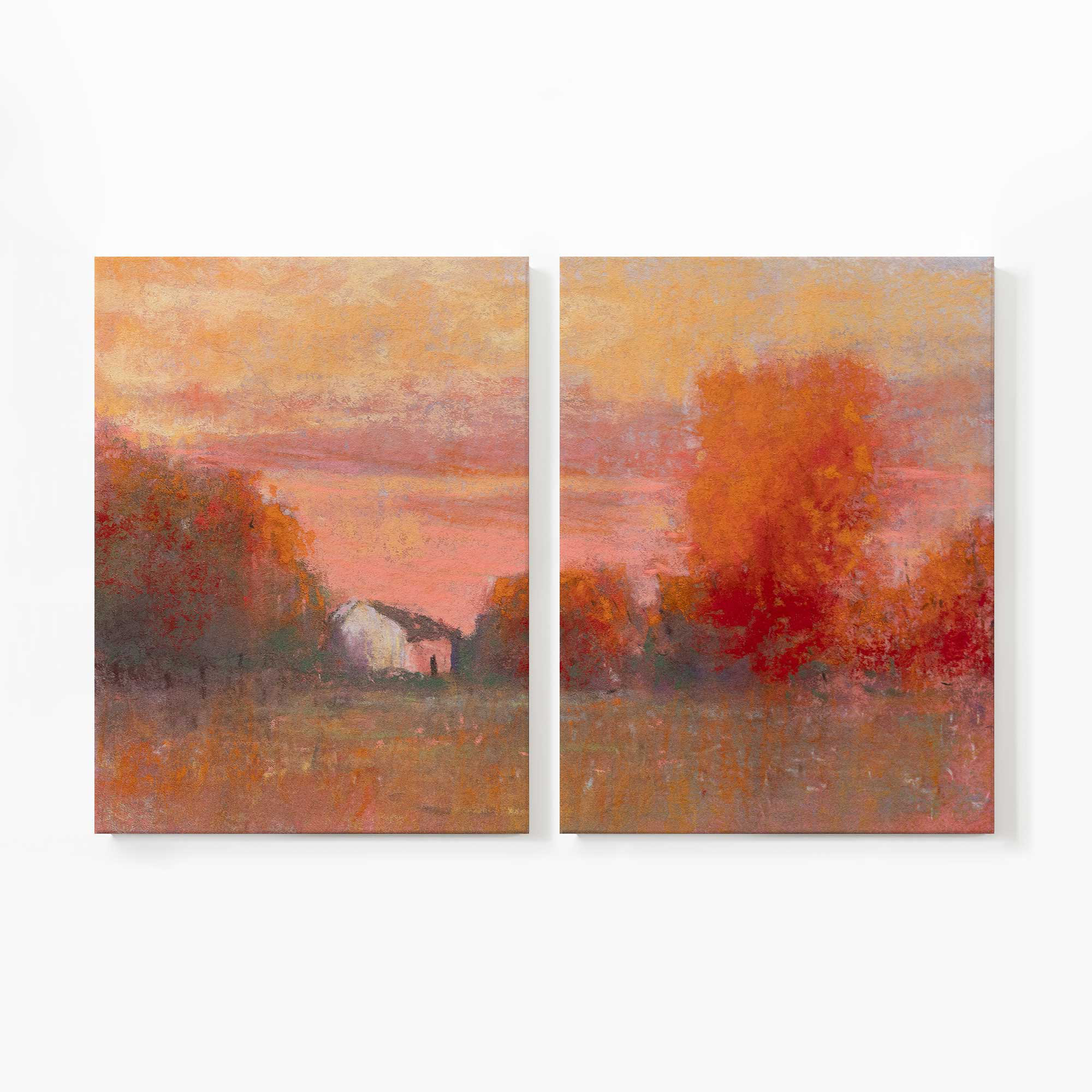 Frametolia Tangerine Skies | 2 Panel Split Large Canvas Print | Wayfair