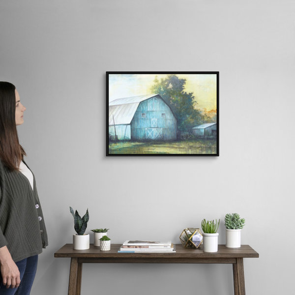 Rosalind Wheeler Rustic Blue Barn by White Ladder - Painting Print on ...