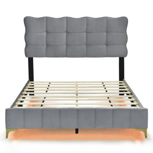 Mercer41 Full Size Menard Platform Bed With LED Frame And Stylish ...