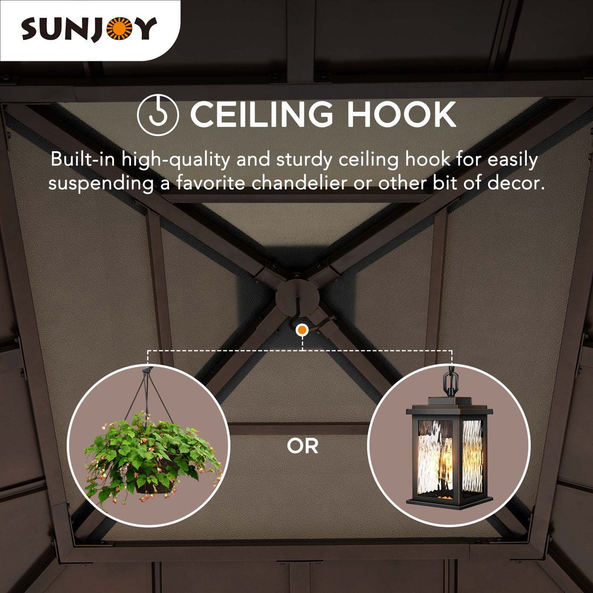 Sunjoy Hardtop Gazebo 9 x 9 ft. Cedar Framed Wood Gazebo with Brown ...