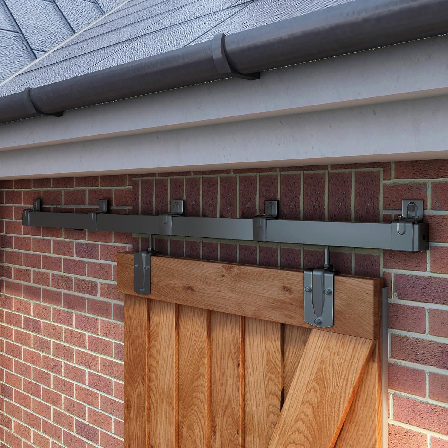 JUBEST Box Rail Exterior Barn Door Hardware Kit, Heavy Duty Sliding ...