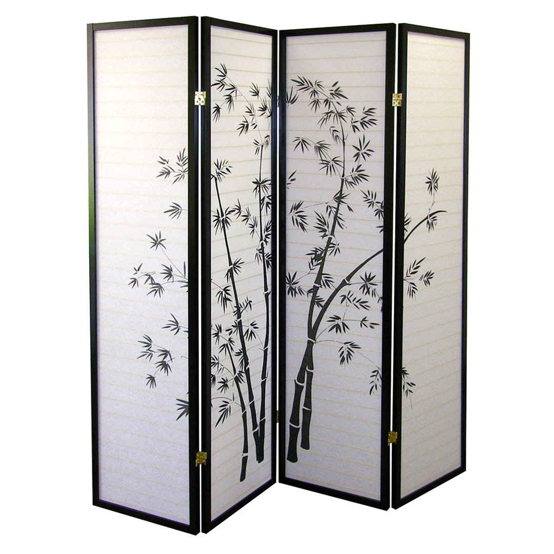 SHANRUGUOJI 70" Tall Panel Screen / Room Divider With Black Finish ...