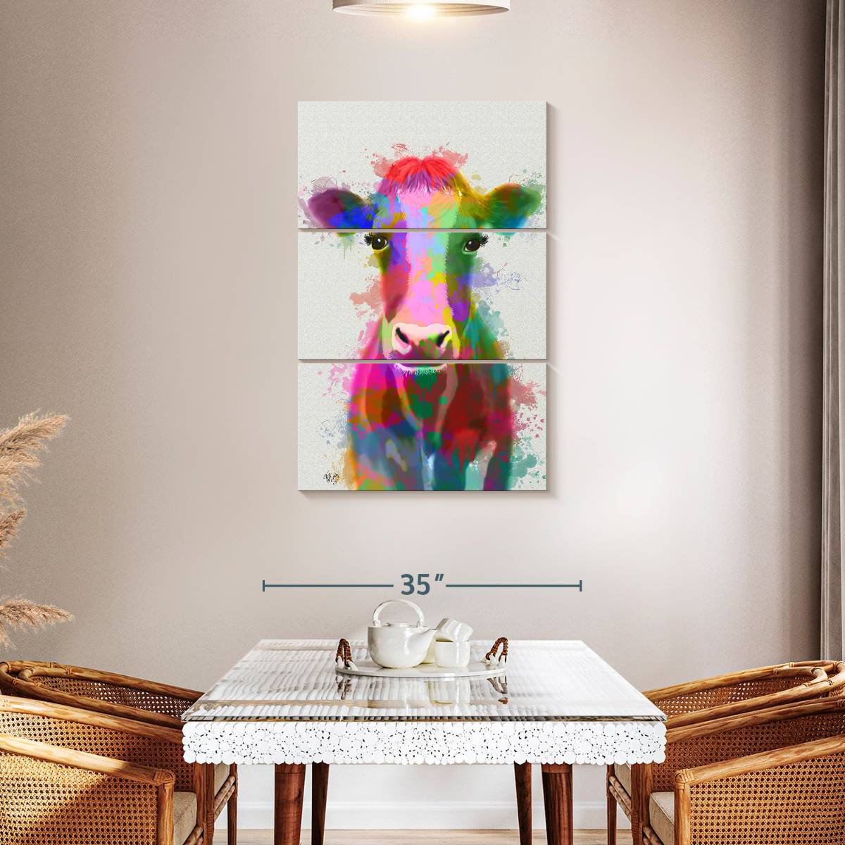 Ebern Designs Brampt Rainbow Splash Cow | Wayfair