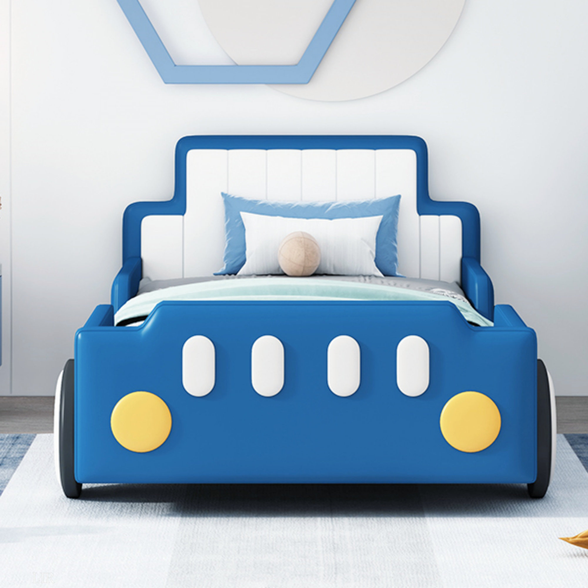 Zoomie Kids Twin Size Race Car-Shaped Platform Bed With Wheels, Bed ...