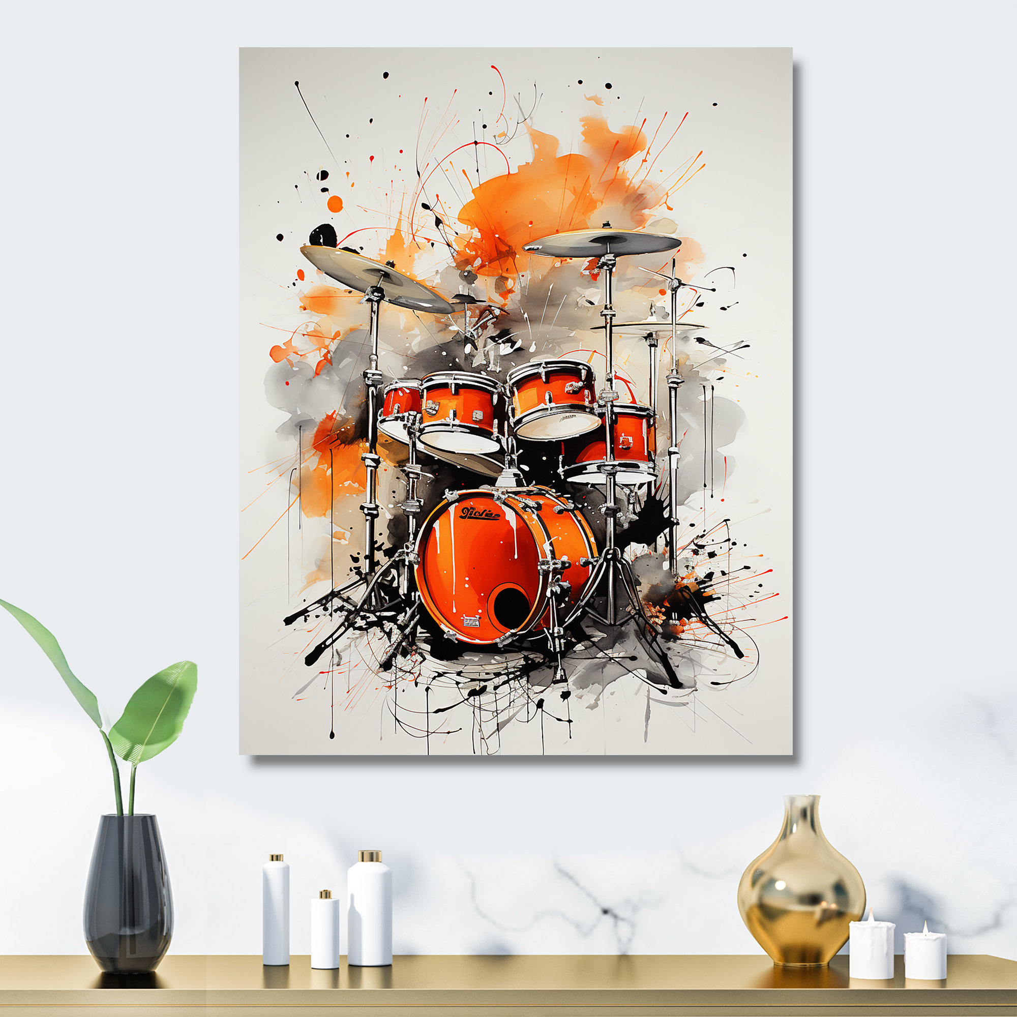 Ivy Bronx Red Silver Spark Drum Rhythm - Music Metal Wall Art | Wayfair