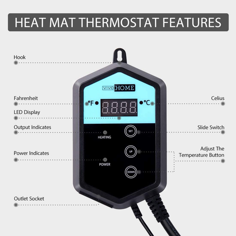 VIVOHOME Seedling Heat Mat and Thermostat Controller Growing Kit ...