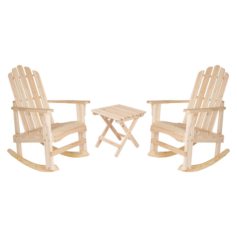 Rosecliff Heights Brently Wood Adirondack Rocking Chair and Table Set ...