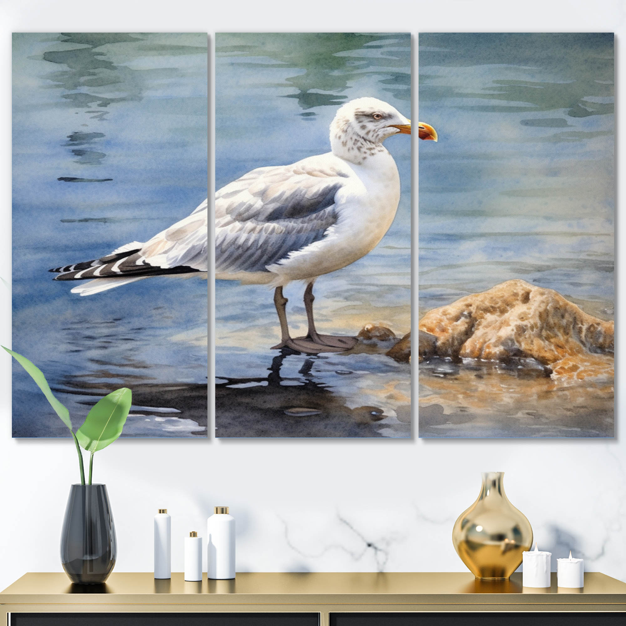 Design Art Watchful Seagull III - Seagull Metal Wall Decor Set ...