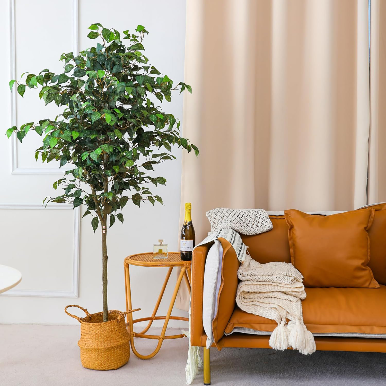 Primrue Artificial Fiddle Leaf Fig Tree, Large Faux Plant Fake Ficus ...