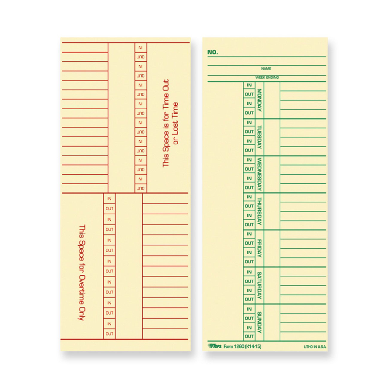 Tops Business Forms Tops Named Days and Overtime Time Cards & Reviews ...
