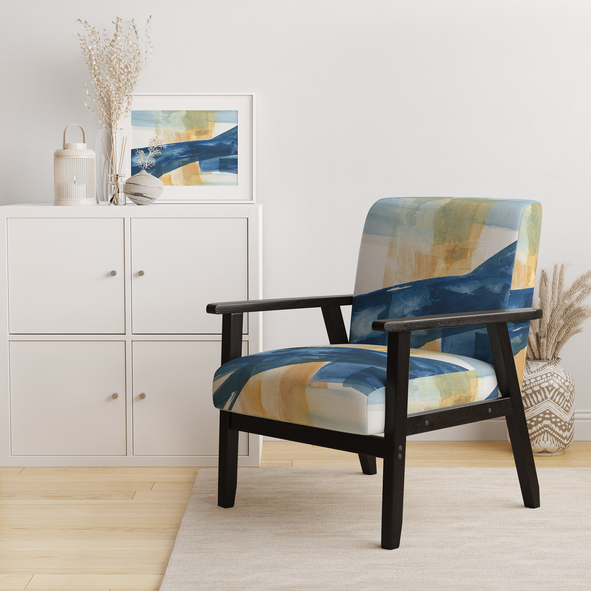 George Oliver 'Giric - Indigo Panel III - Upholstered Glam Modern ...
