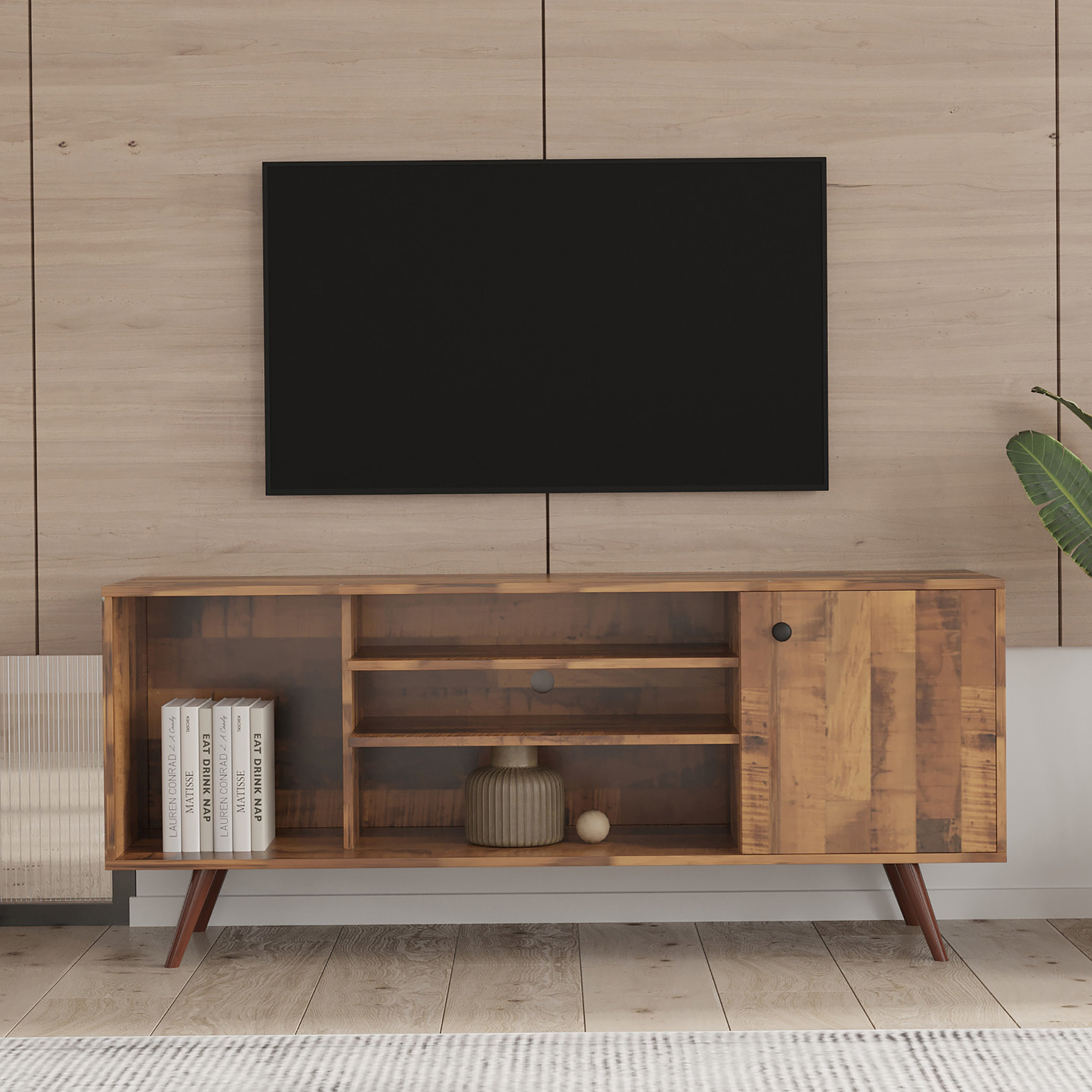 Corrigan Studio® Cumi Mid-Century TV Stand for TVs up to 55", Retro TV ...