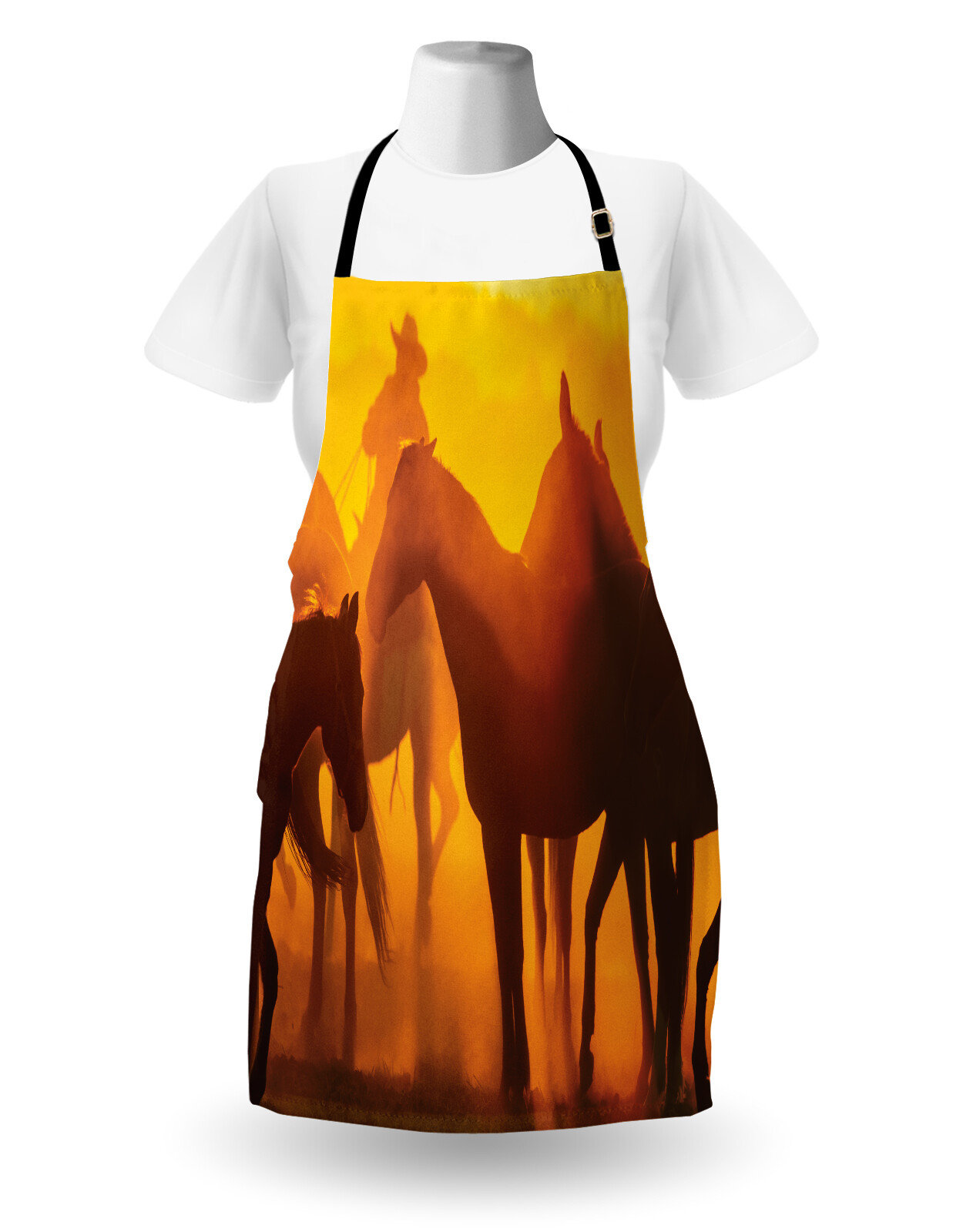 Bungalow Rose Animal Apron Unisex Herd of Horses on Field Adult Size ...