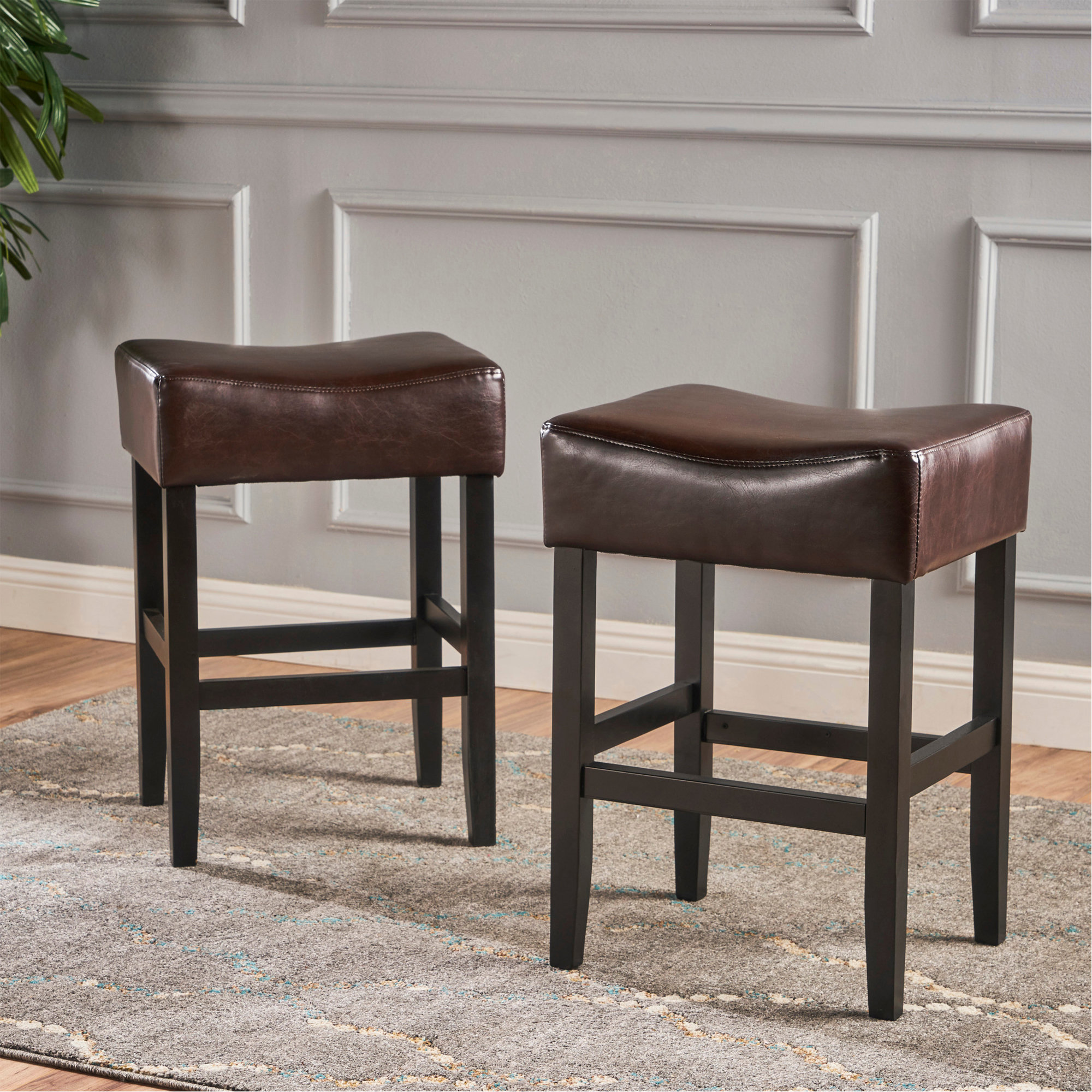 Latitude Run® 26" Backless Counter Stools, 2-Pcs Set, Brown | Wayfair