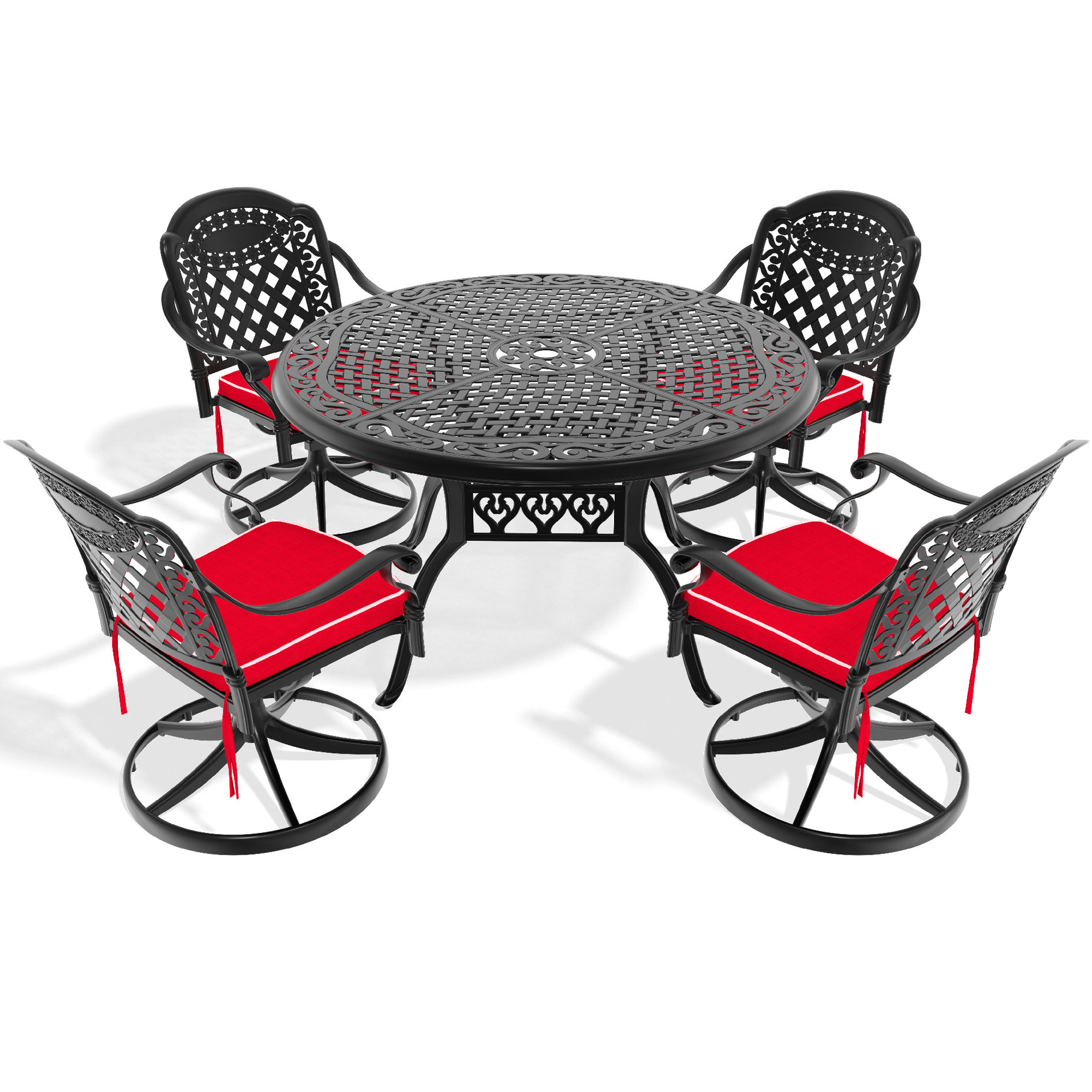 Hokku Designs Cast Aluminum Dining - 48.03" Table & Chairs Weather ...