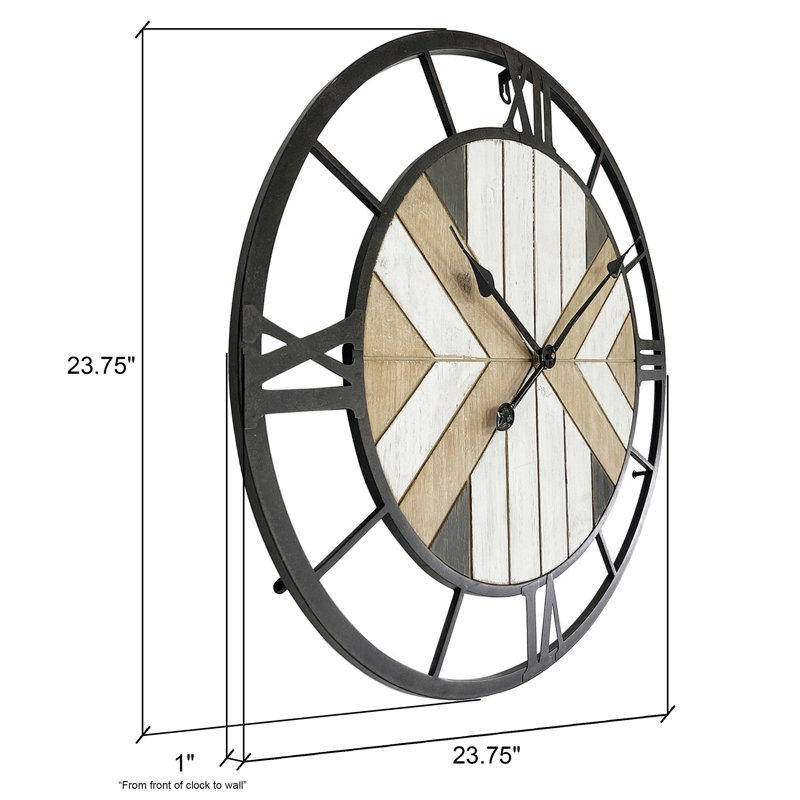 Foundry Select Thalia Metal Round Modern Farmhouse Wall Clock | Wayfair