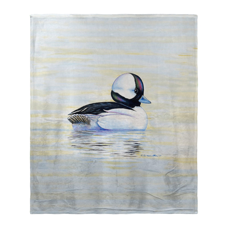 Betsy Drake Interiors Bufflehead Duck Silk-Touch Throw | Wayfair
