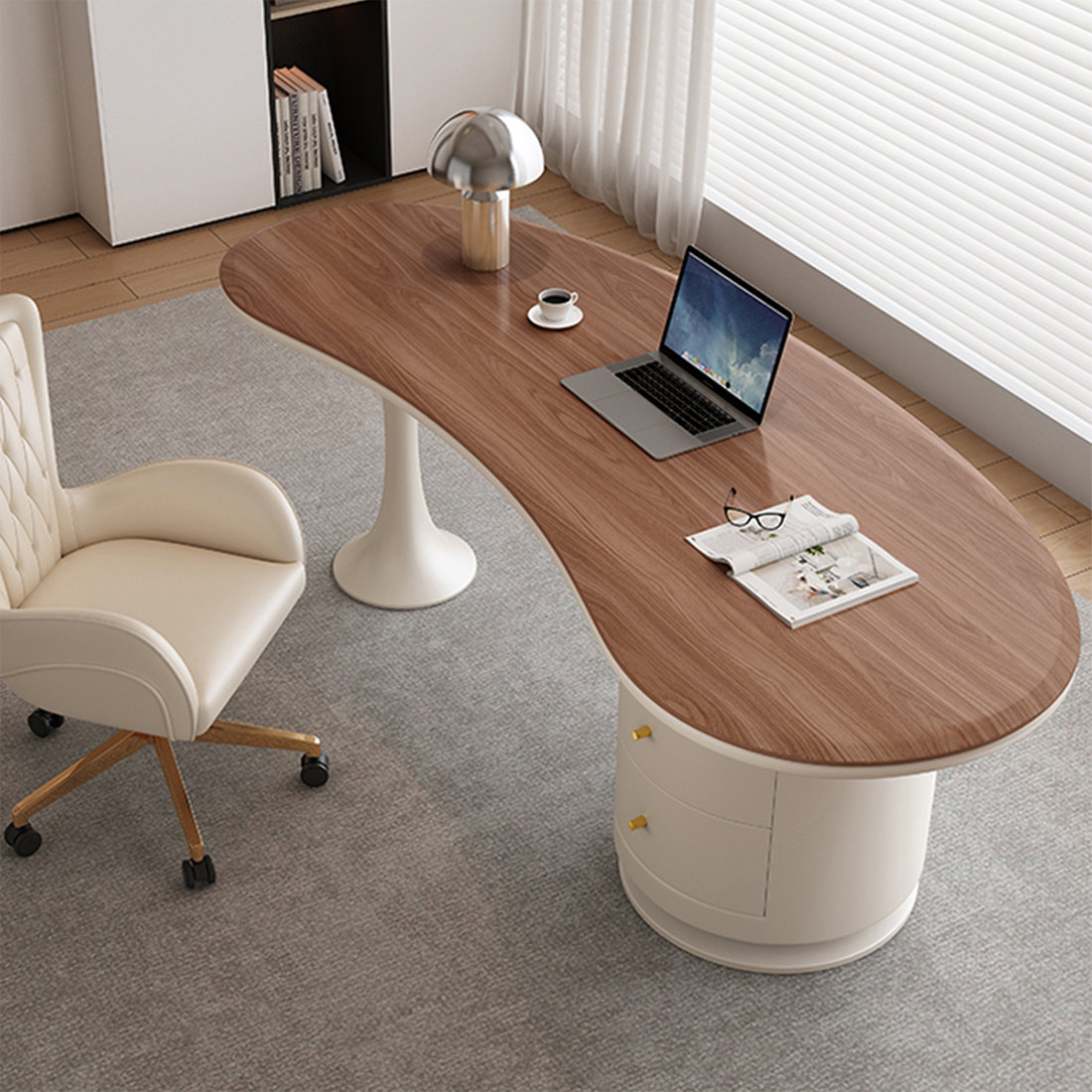 Corrigan Studio Nut-brown Curved Manufactured Wood with 2 drawers ...
