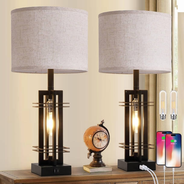 Latitude Run® Mehdi 57'' Gray Traditional Floor Lamp with USB & Reviews ...