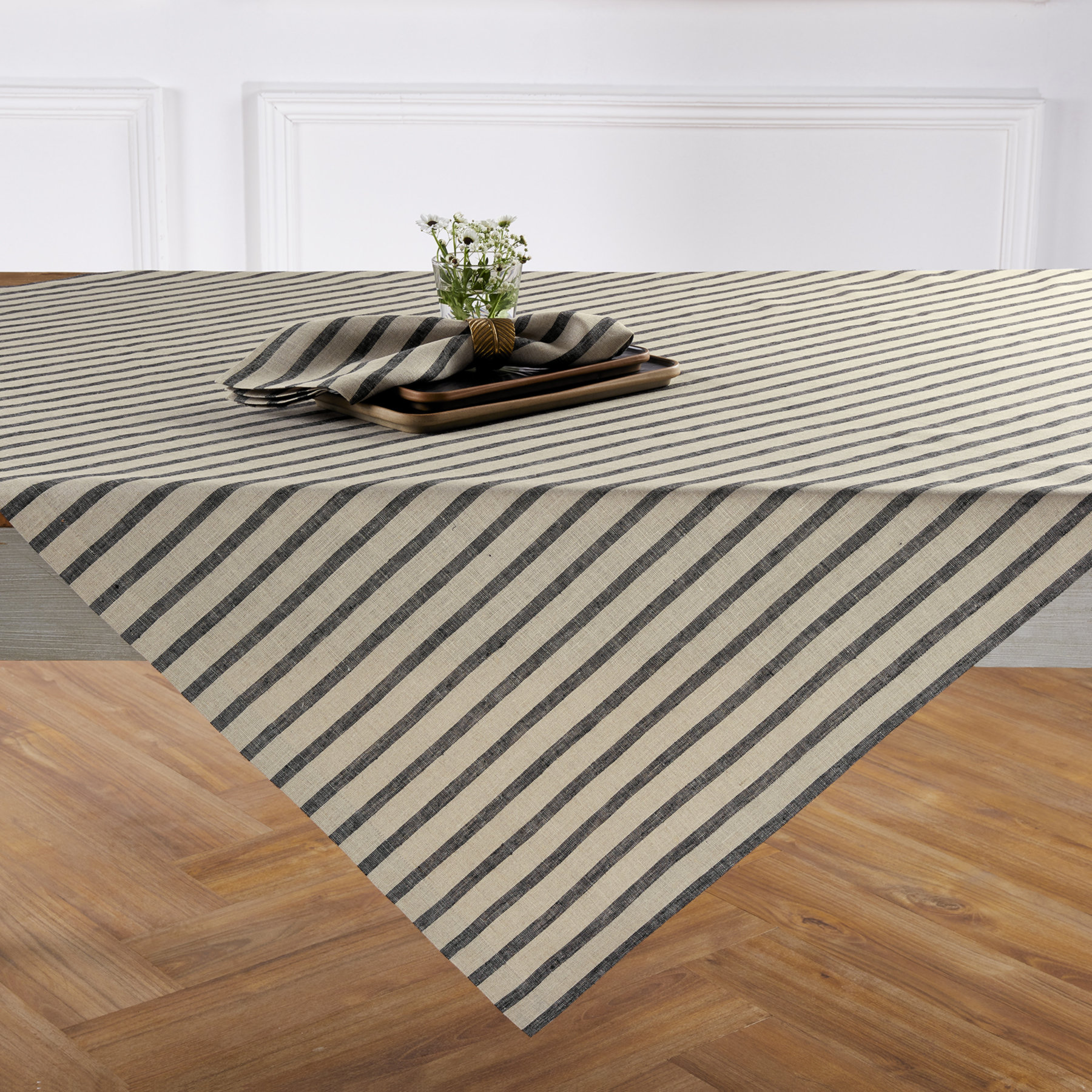 Solino Home Chelsea Stripe - 100% Pure Linen Table Throw | Wayfair