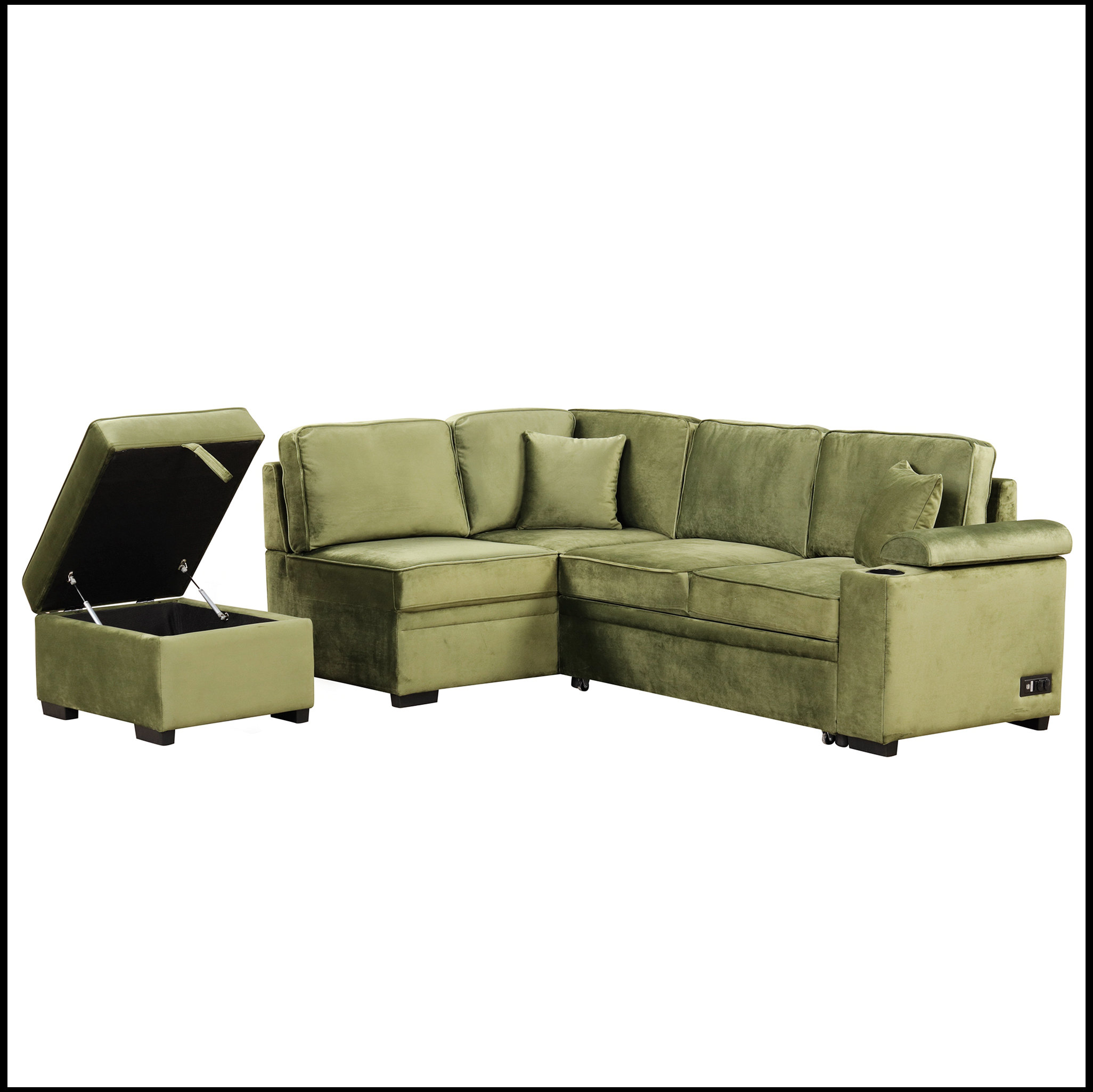 Latitude Run® 2 in 1 Pull Out L Shape Sleeper Sectional Sofa Bed With ...