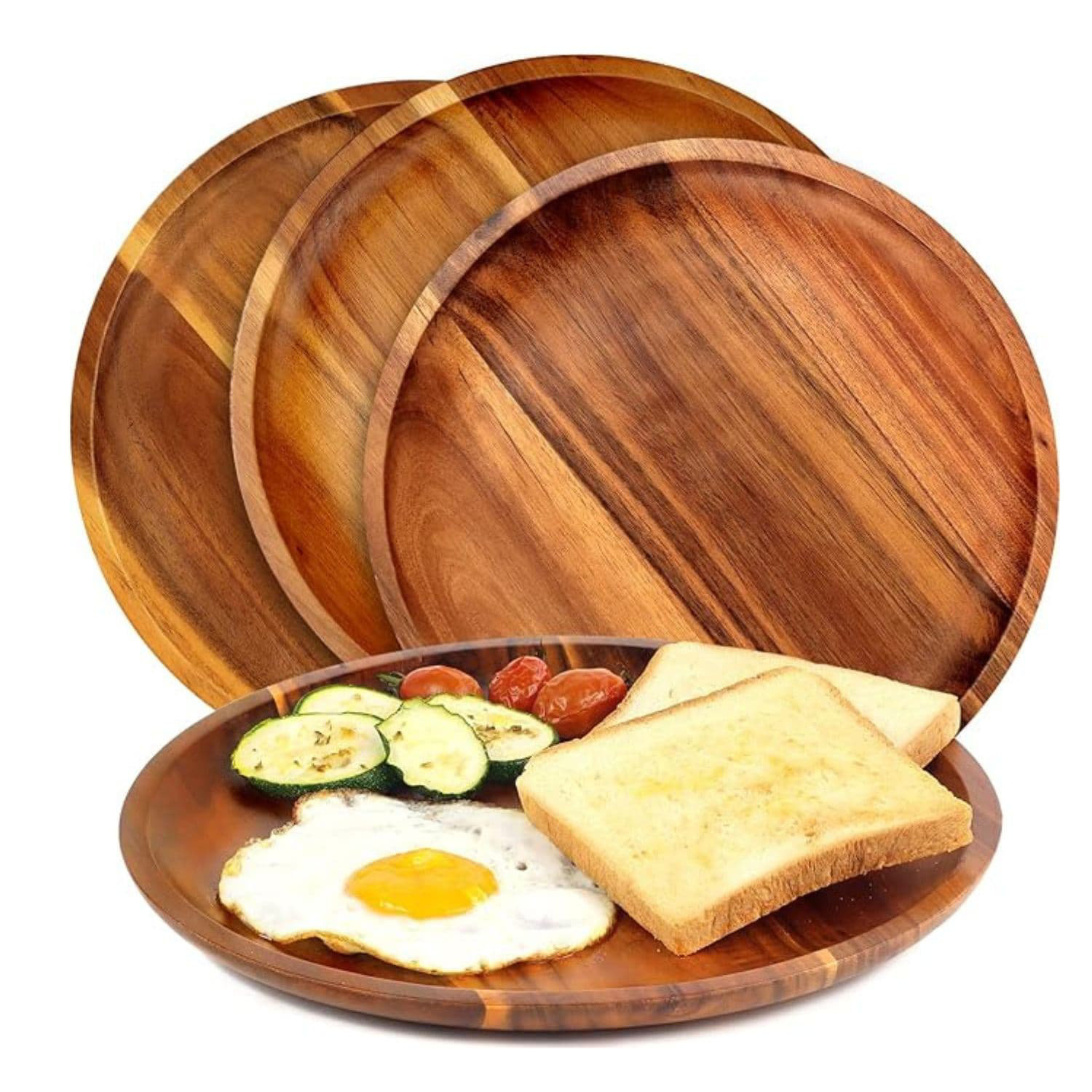 Loon Peak® 4-Piece Set of 11 Inch Wooden Dinner Plates | Wayfair
